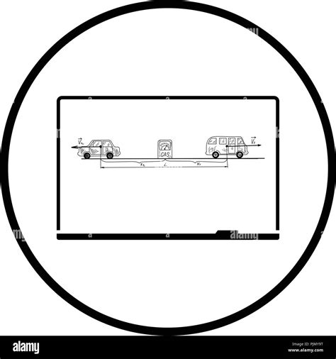 Classroom Blackboard Icon Thin Circle Design Vector Illustration