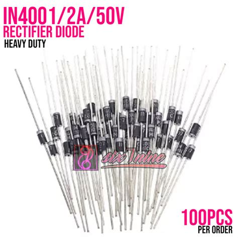 100pcs In4001 Rectifier Diode 2a 50v Heavy Duty Lazada Ph