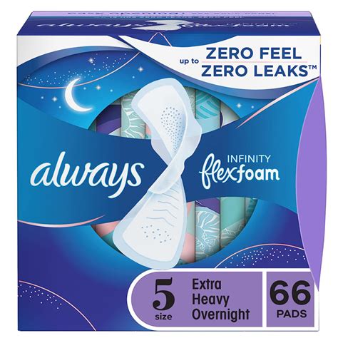 올웨이즈 인피니티 여성용 생리대 패드 5가지 사이즈 엑스트라헤비 오버나이트 무향 66개 Always Infinity Feminine Pads For Women