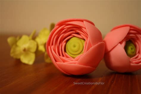 Pink Ranunculus Gumpaste Gum Paste Cake Toppers Desserts