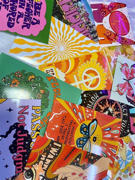 Vintage Hippie Wall Collage Kit Aesthetic Wall Decor Etsy