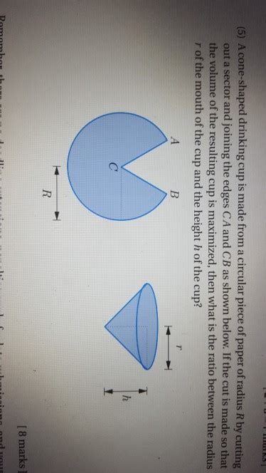 Solved A Cone Shaped Drinking Cup Is Made From A Circular