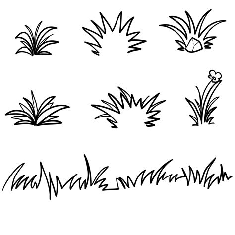 Doodle Grass Illustration Collection Handdrawn Style 6787311 Vector Art