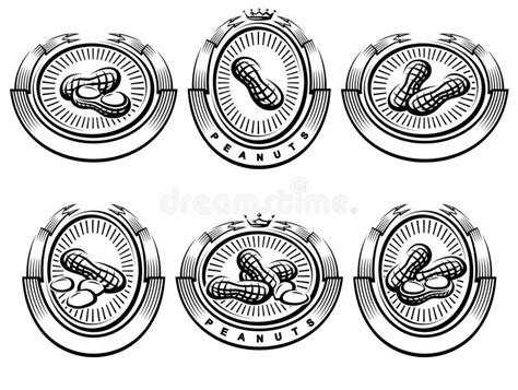 Peanuts Label And Icon Set Collection Peanuts Nuts Icons Stock