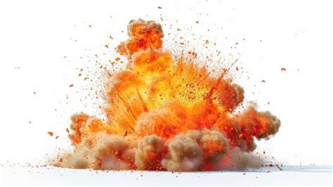 Vibrant Fireball Explosion Captured Against A Stark White Background