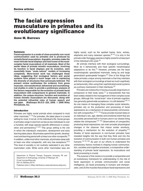 The Facial Expression Musculature In Primates And Its Evolutionary