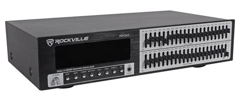 Rockville REQ42 B Black 19 Rack Mount 2 X 21 Band Equalizer With