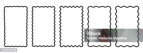 가장자리가 물결 모양인 사각형 프레임의 집합입니다 흔들리는 테두리가 있는 직사각형 모양입니다 그림 또는 사진 프레임 빈 텍스트 상자 태그 흰색 배경에 격리된 레이블 벡터