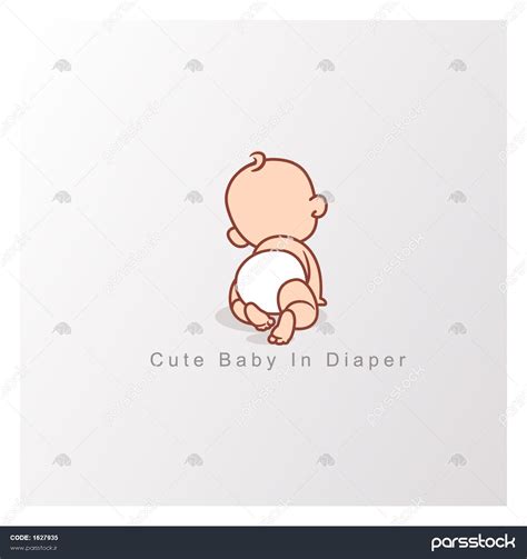 الگوی طراحی کودک کوچولوی زیبا دختر یا پسر بچه خوشحال که در پوشک جدا شده