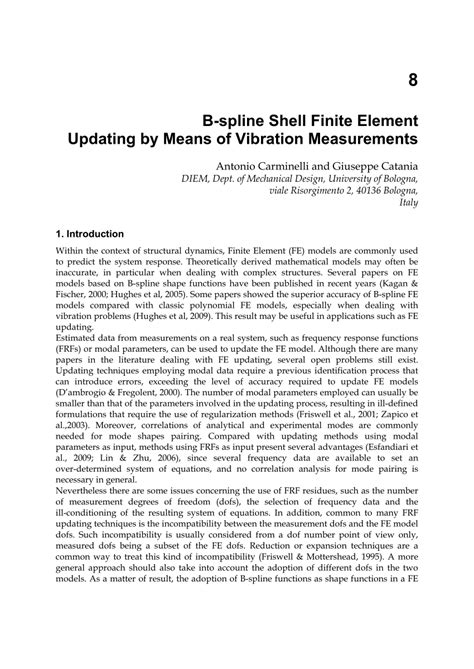 Pdf B Spline Shell Finite Element Updating By Means Of Vibration