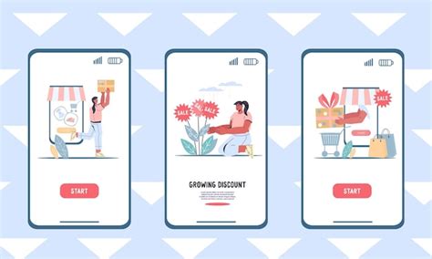 Premium Vector Online Shop Onboarding Pages Kit Online Sale Mobile App Screen Template