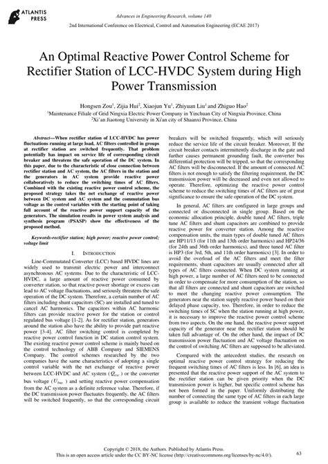 pdf an optimal reactive power control scheme for rectifier station of