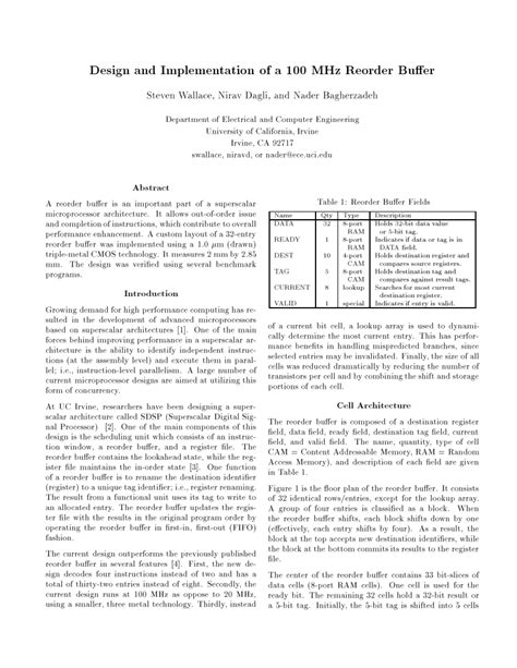 Pdf Design And Implementation Of A 100 Mhz Reorder Buffer