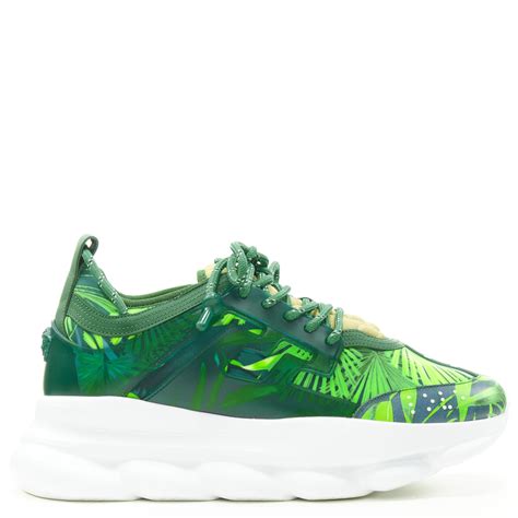 New Versace Chain Reaction Jungle Print Green Chunky … Gem