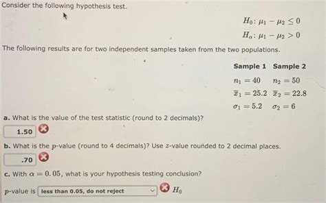 Solved Consider The Following Hypothesis Test