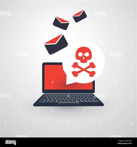 Laptop And Envelopes Malware Attack Warning Infection By E Mail
