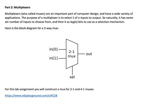 Solved Part Multiplexers Multiplexers Also Called Muxes Chegg Com