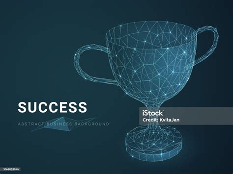 추상적인 현대 비즈니스 배경 묘사 파란색 배경에 트로피의 모양에 별과 라인 성공 트로피에 대한 스톡 벡터 아트 및 기타 이미지