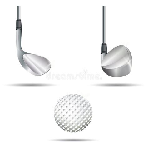 Golf Ball With Golf Clubs Vector Illustration Decorative Design Stock