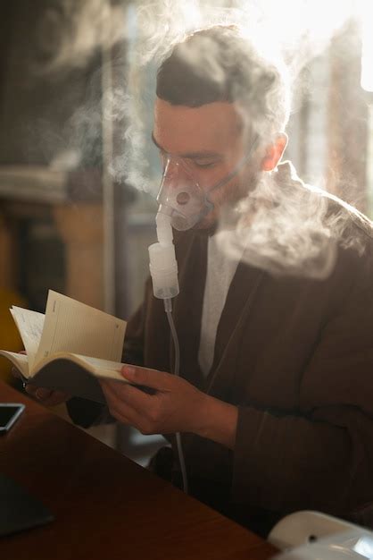 Premium Photo Side View Man Using A Nebulizer