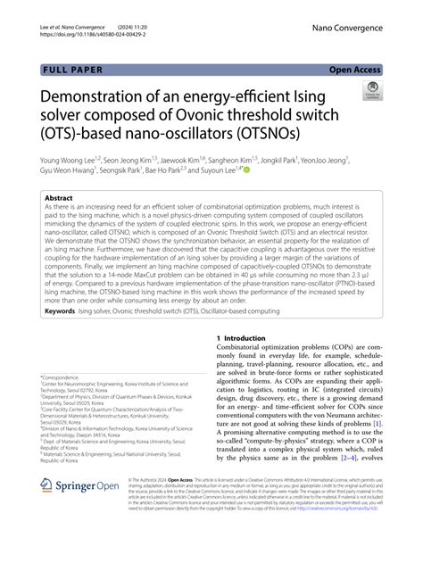 Pdf Demonstration Of An Energy Efficient Ising Solver Composed Of