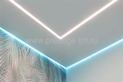 Световые линии и парящий потолок с лентой RGB