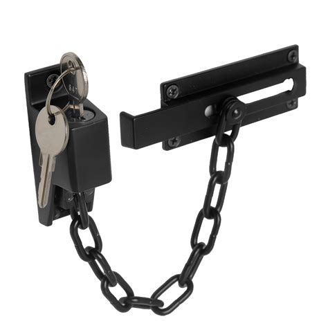Xfort Matt Black Locking Door Chain Front Door Security Chain With