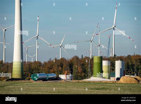 Construction Site Of A New Wind Turbine Modules Of The Tower Wind