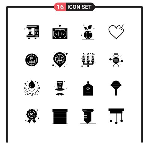 Set Of 16 Modern Ui Icons Symbols Signs For Crosshair Love Earth Broken World Editable Vector