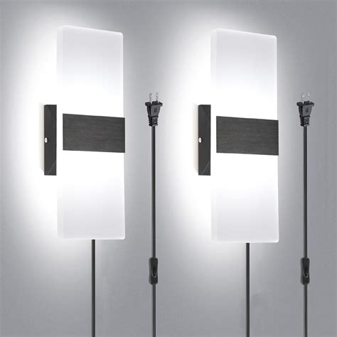 TRLIFE Wall Sconce Plug In Modern Wall Sconces 12W LED Wall Sconce