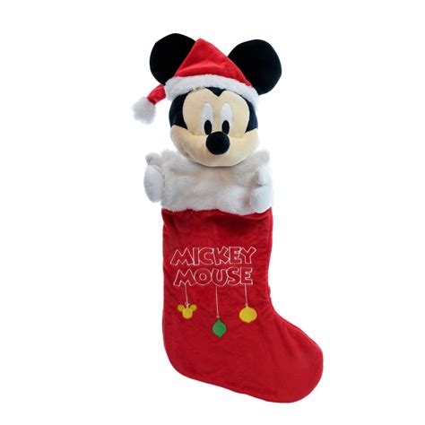 Disney Mickey Mouse 3d Plush Christmas Stocking 20 Inches Tall Red