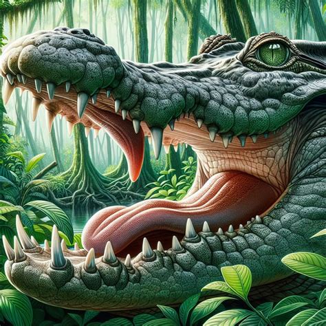Crocodile Tongue Fact Cant Stick Out Swamp Illustration Ai Art Generator Easy Peasy Ai