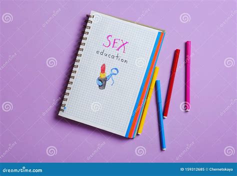 Notebook With Phrase `sex Education` On Violet Backgroun Stock Image