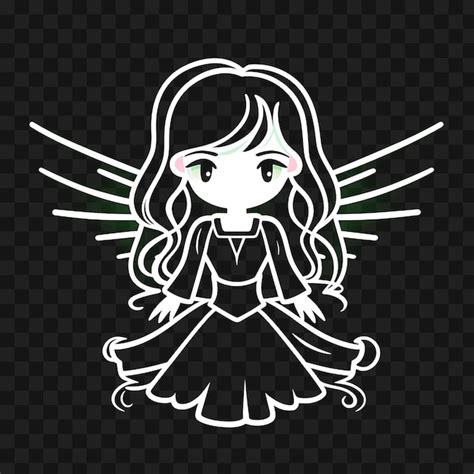 Premium Psd Tshirt Design Of Angelic Chibi Girl With Flowing Celestial Hair Angel Wings G