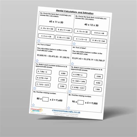 Year 6 Estimation With Mental Calculations Varied Fluency Resource Classroom Secrets