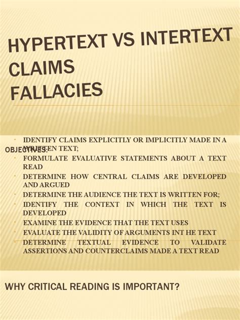 Hypertext Vs Intertext Claims Fallacies Pdf Fallacy Argument