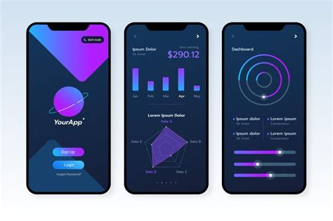 Free Vector Gradient Dark Mode App Template