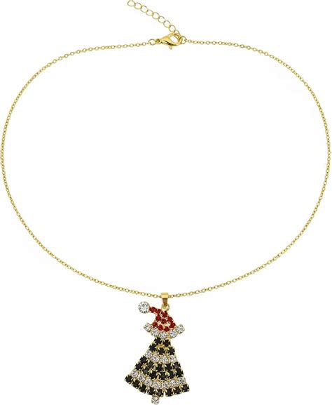 Dainty Crystal Christmas Tree Pendant Necklace For Women Statement
