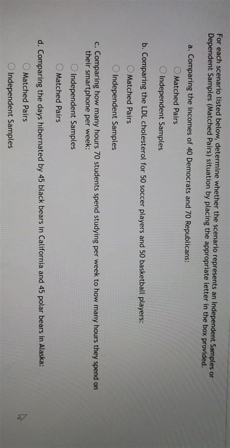 Solved For Each Scenario Listed Below Determine Whether The