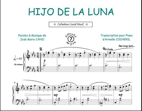 Hijo de la luna von José Mario Cano Klaviernoten kaufen