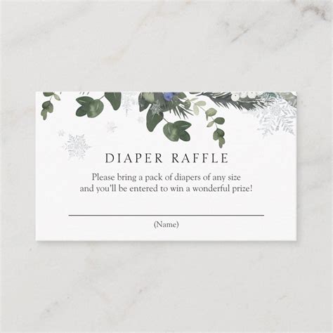 Winter Evergreen Blue Diaper Raffle Enclosure Card Zazzle