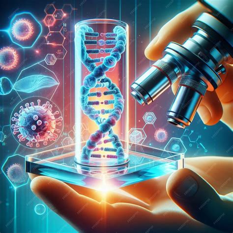 Premium Photo Dna And Microscope Realistic Photo