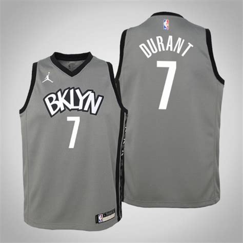 Kevin Durant Brooklyn Nets 2021 Season Youth 7 Statement Jersey Gray