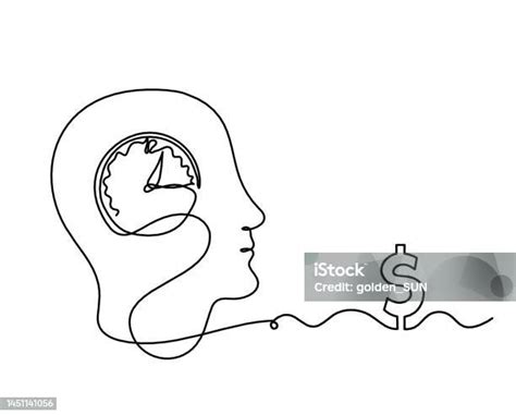 Profil De Silhouette Dhomme Avec Dollar Comme Dessin Au Trait Sur Fond