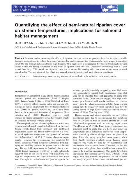 Pdf Quantifying The Effect Of Semi Natural Riparian Cover On Stream Temperatures Implications