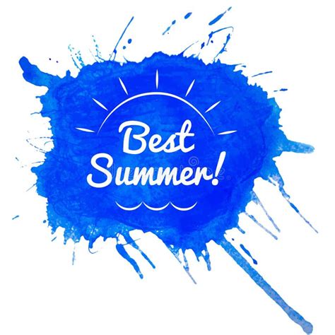 Best Summer Lettering On Blue Watercolor Blob Stock Vector