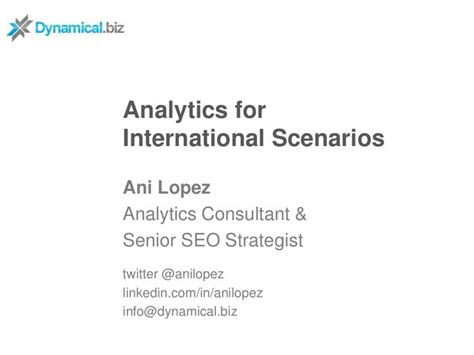 Analytics For International Scenarios