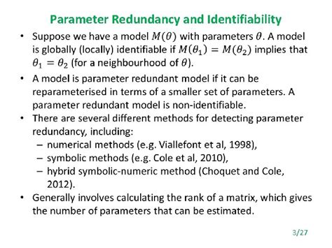 parameter redundancy and identifiability in ecological models diana