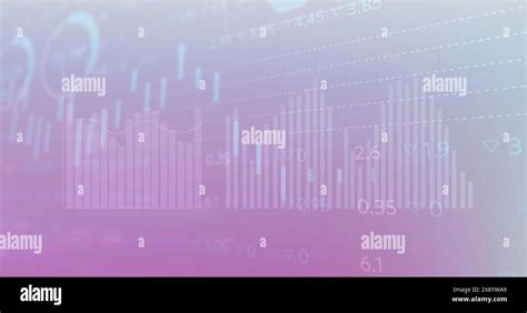 Image Of Multiple Graphs Loading Circles And Trading Board Against Gradient Background Stock