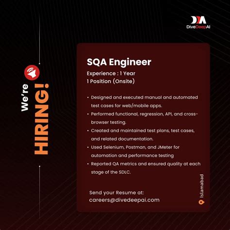 Sqaengineer Islamabad Sqaengineer Wearehiring Divedeepai Islamabadjobs Techcareers